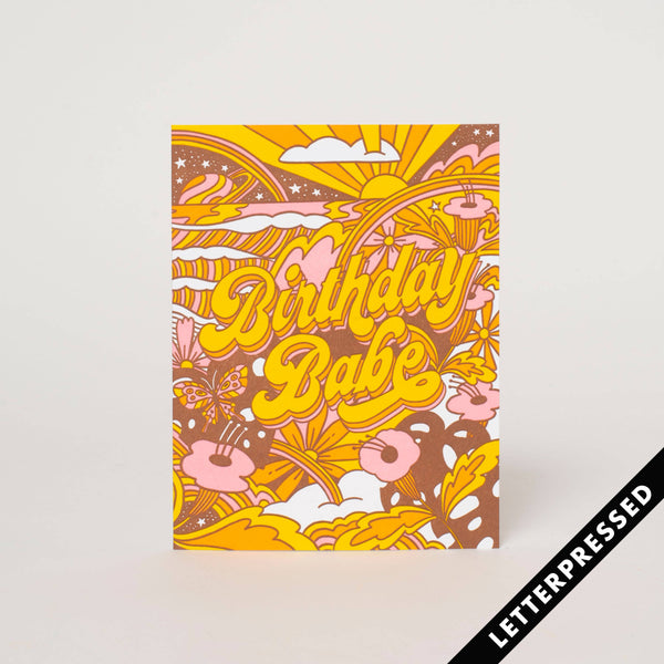 Trippy Birthday Babe Letterpress Card – Ruby Press Mercantile